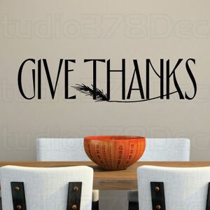 Give Thanks Vinyl Wall Decal – Thanksgiving Home Decor (32x8) - Etsy