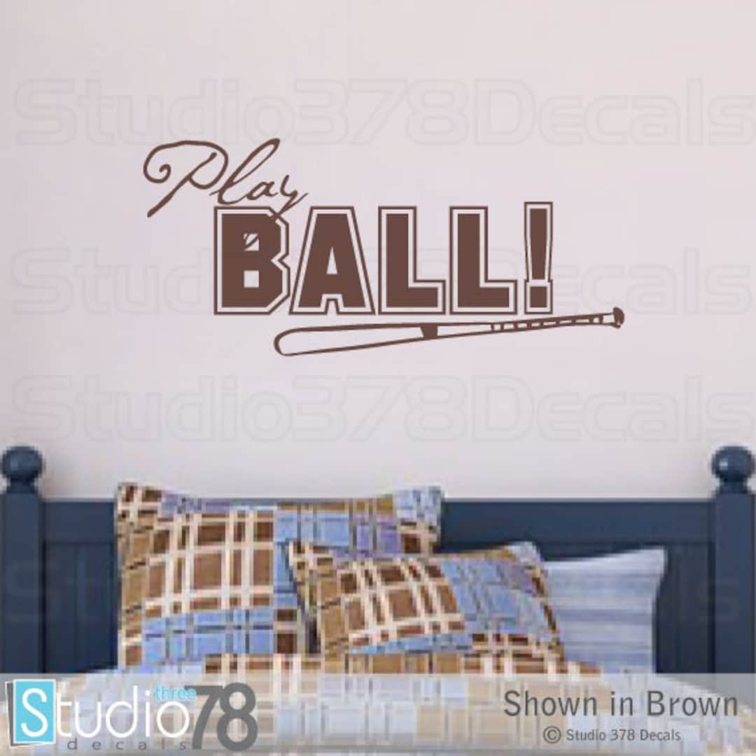 Play Ball Baseball Vinyl Wall Decal Sports Boys Room Decor Boys Room ...