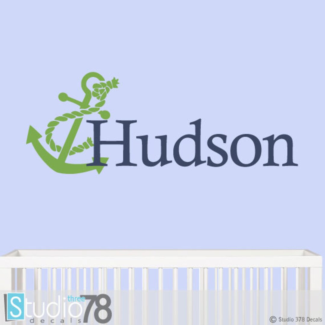Boys Monogram Vinyl Wall Decal Name Wall Decal Childrens Wall Decal ...