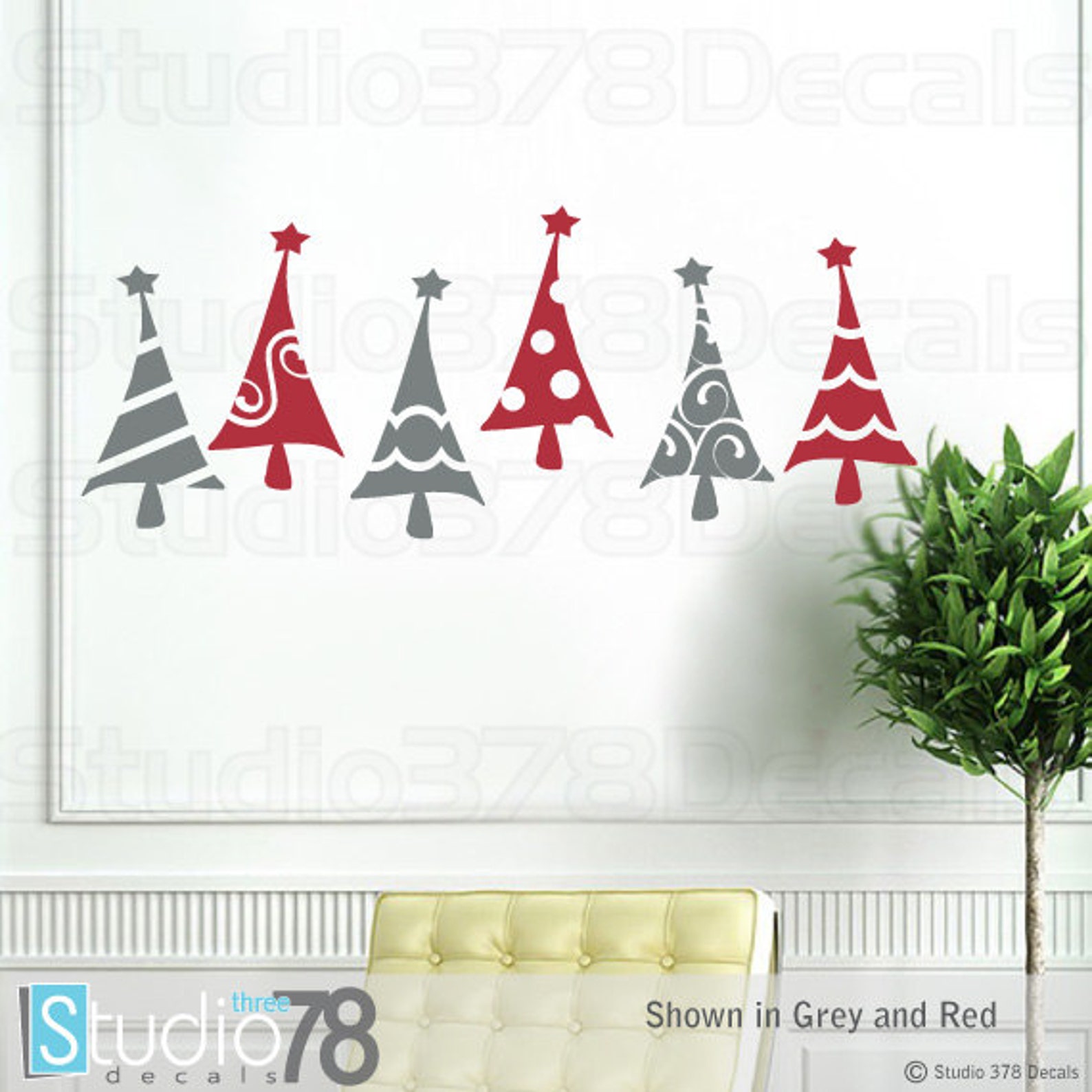 Christmas Trees Vinyl Wall Decal Christmas Decorations | Etsy
