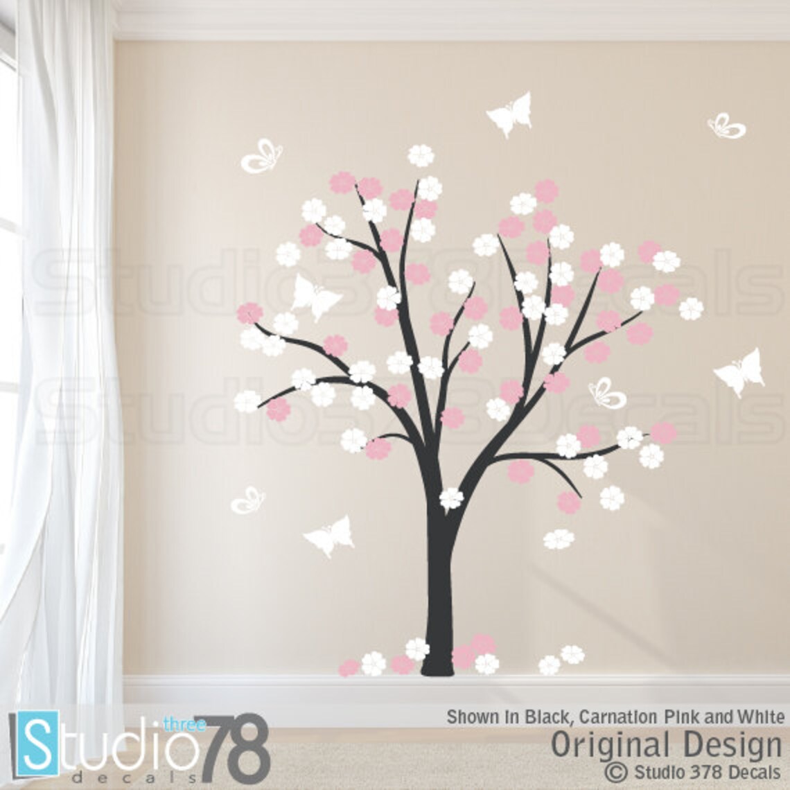 Cherry Blossom Tree Vinyl Wall Decal | Nursery Wall Art - Etsy