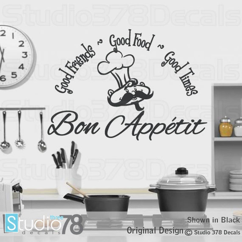 Bon Appetit Vinyl Wall Decal Kitchen Decor Good Food Good - Etsy
