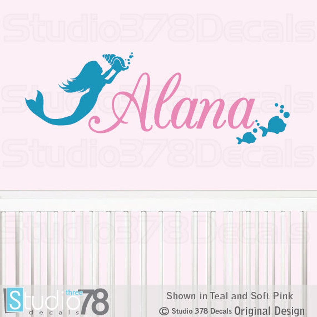 Mermaid Wall Decal | Personalized Mermaid Wall Decal | Mermaid Wall Art ...