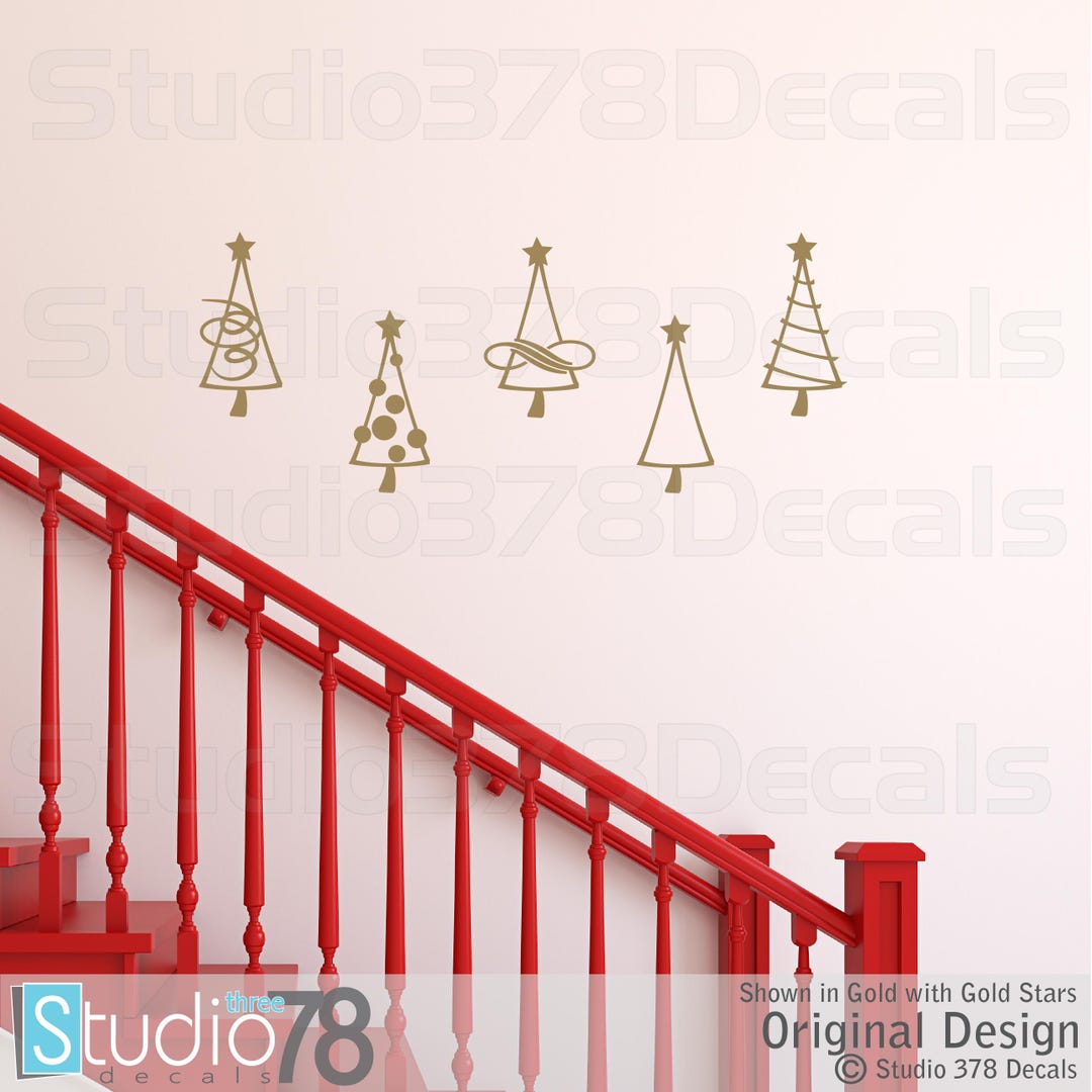 Christmas Tree Vinyl Decals – Holiday Wall Decor, Set of 5 (4x8.5) - Etsy