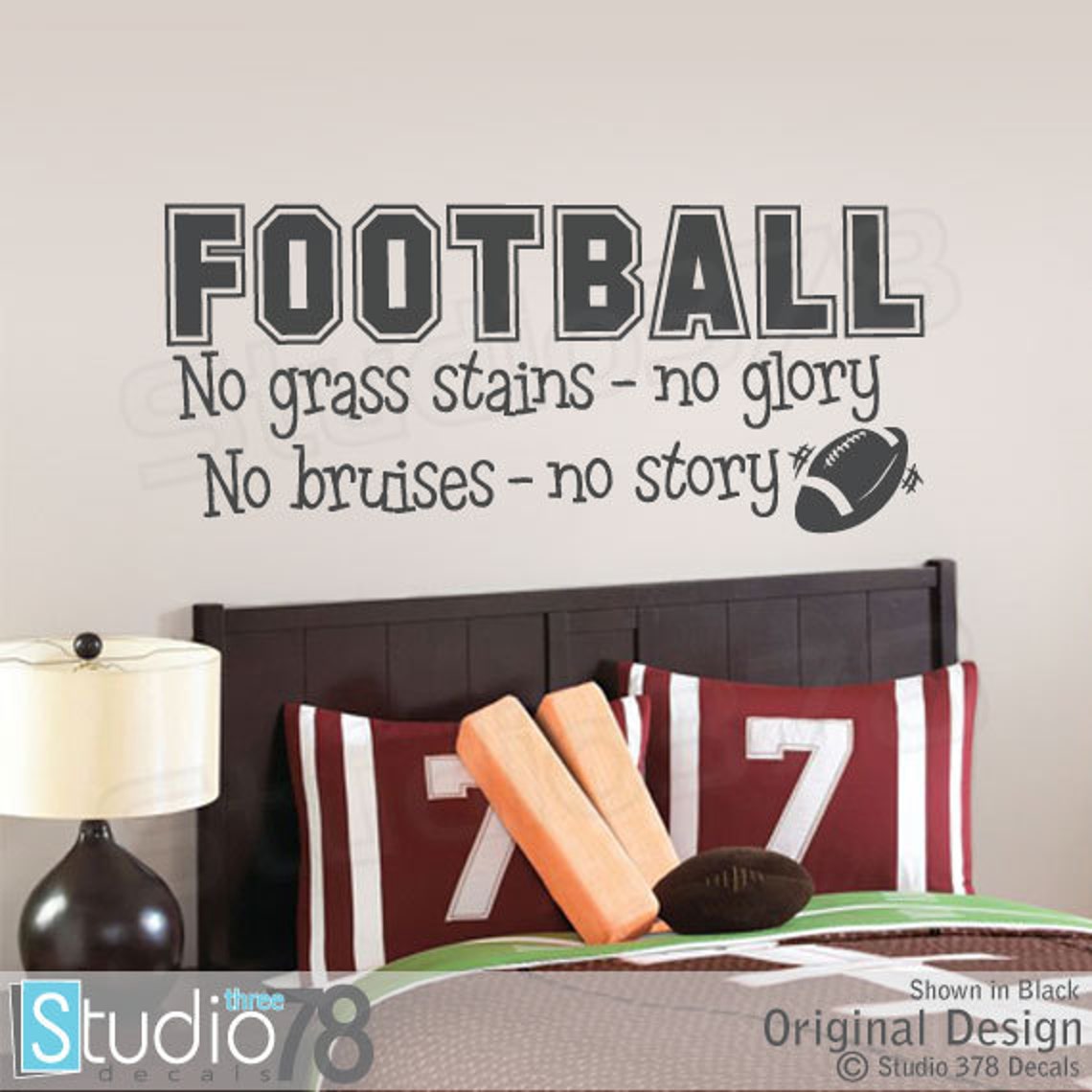 Football Vinyl Wall Decal Football Decor No Grass Stains - Etsy