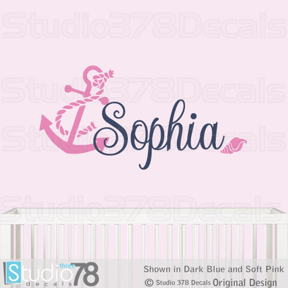 Personalized Anchor & Shell Vinyl Wall Decal | Nautical Nursery Decor ...
