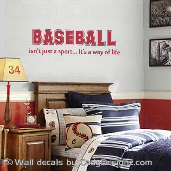 Baseball Vinyl Wall Decal Sports Room Decor Childrens - Etsy