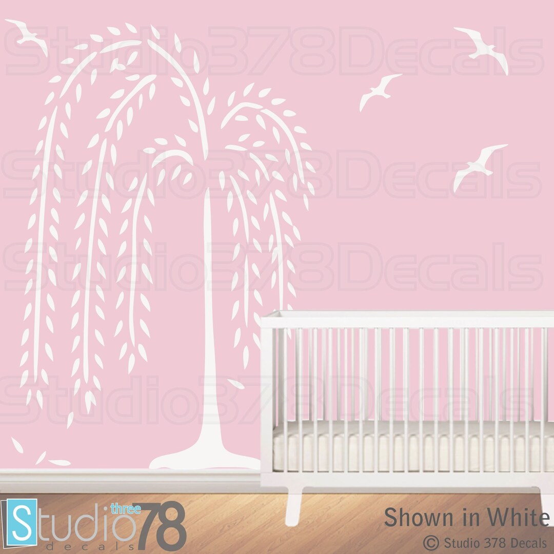 Weeping Willow Tree Decal - Nursery Decor - Modern Vinyl Tree Wall Art ...