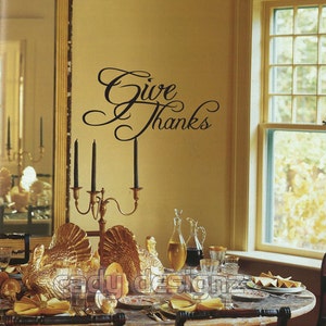 Give Thanks | Fall Autumn Vinyl Wall Decal | Thanksgiving Holiday Decor ...
