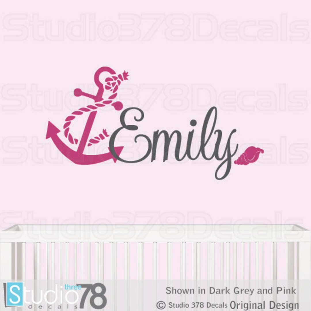 Personalized Anchor & Shell Vinyl Wall Decal | Nautical Nursery Decor ...