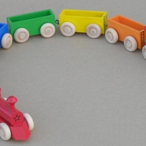 Wooden Toy Rainbow Train With Red Locomotive. - Etsy