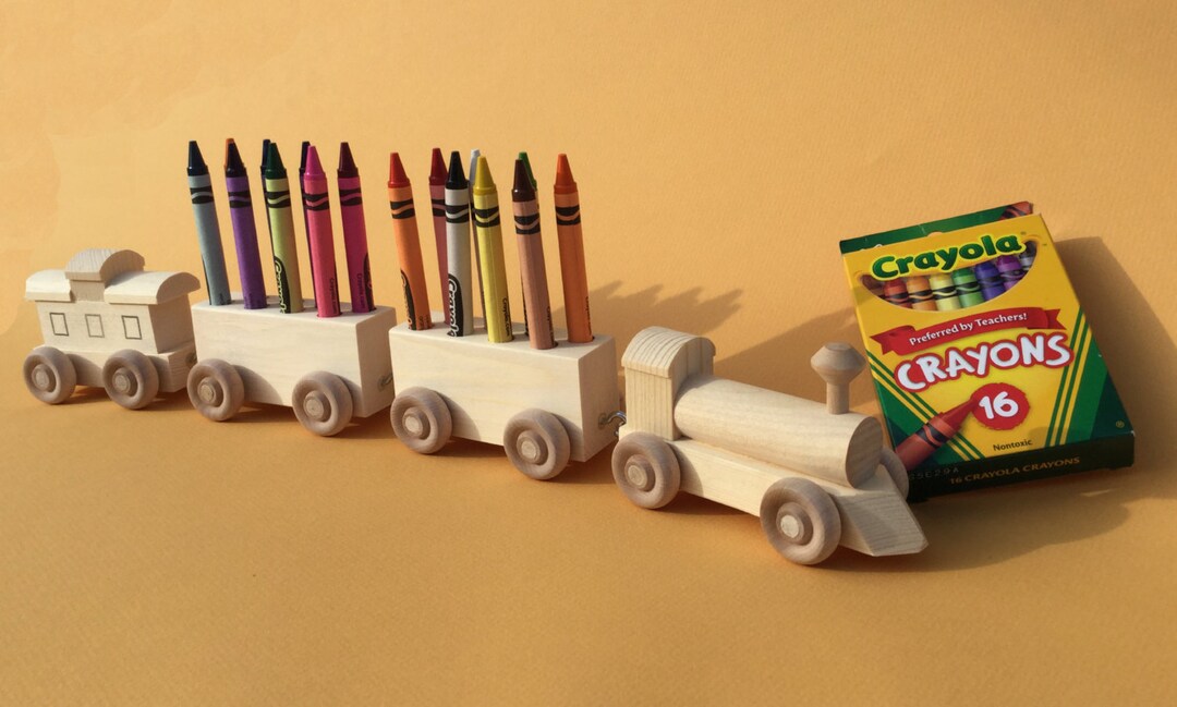 Crayon Train Sixteen Count. Wooden Toy Train. Crayon Holder. - Etsy