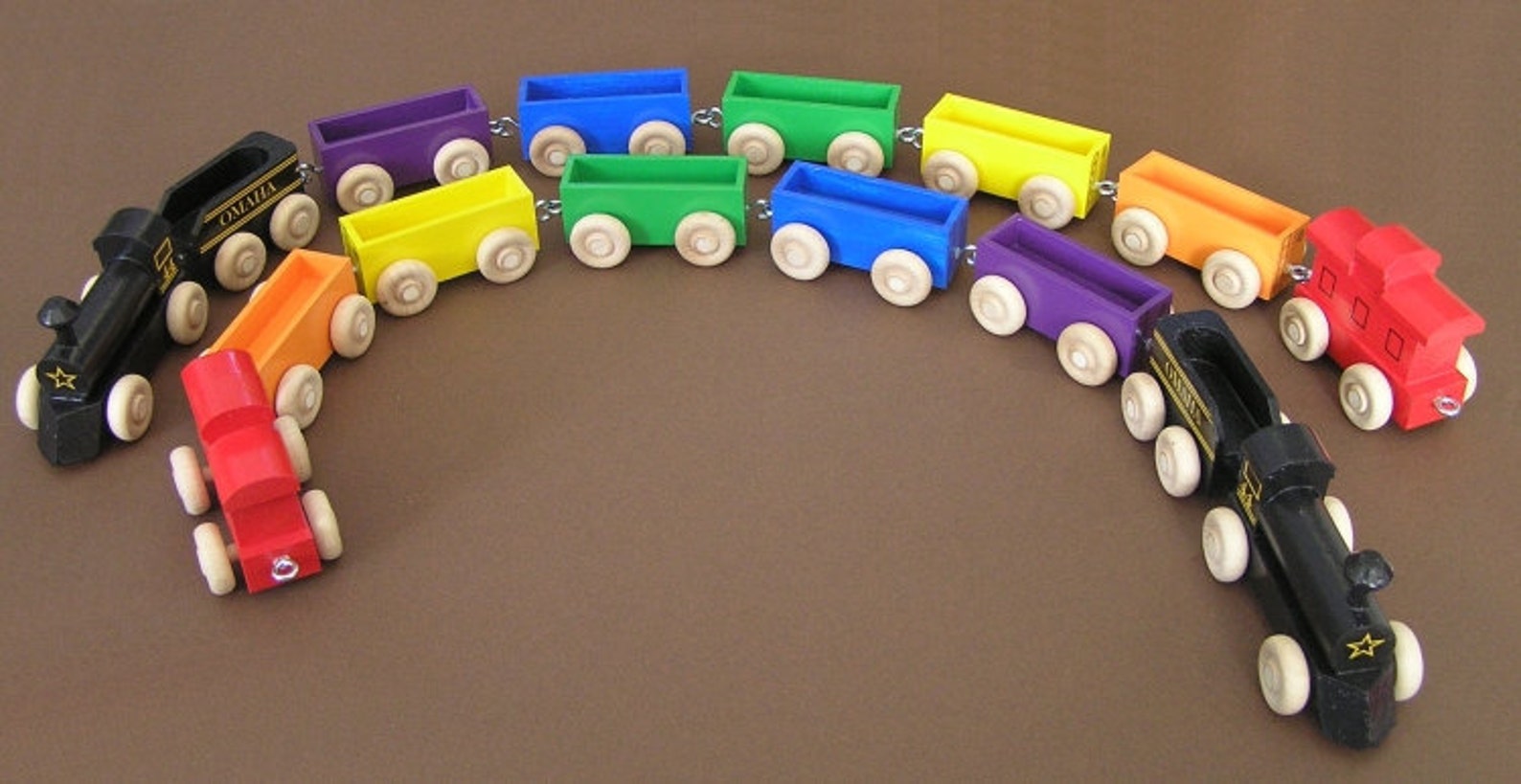 Wooden Toy Rainbow Train With Black Locomotive. - Etsy