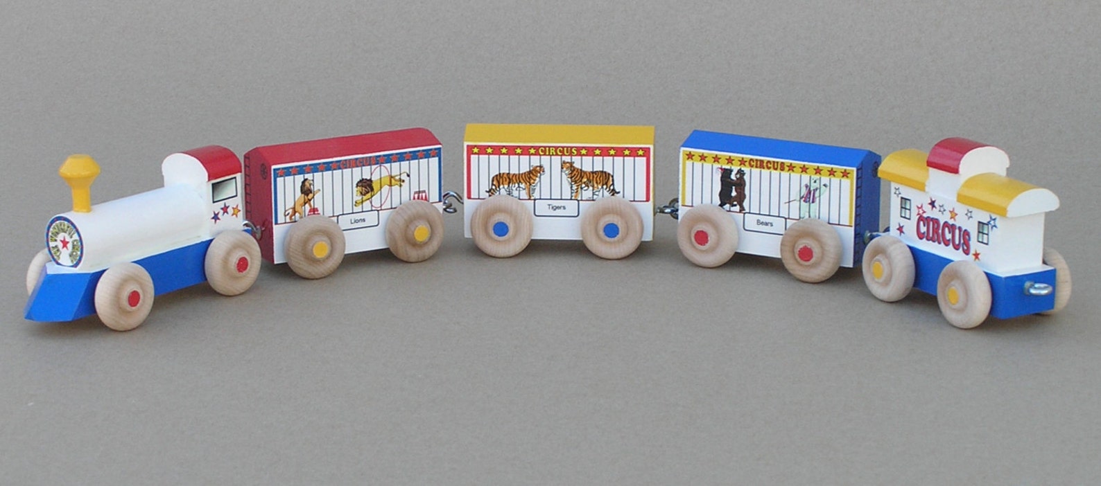 Circus Train Wooden Toy Train Set | Etsy