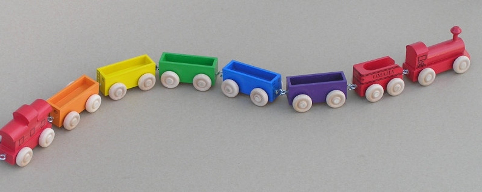 Wooden Toy Rainbow Train With Red Locomotive. - Etsy