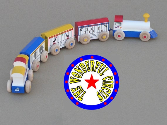Circus Train Wooden Toy Train Set | Etsy