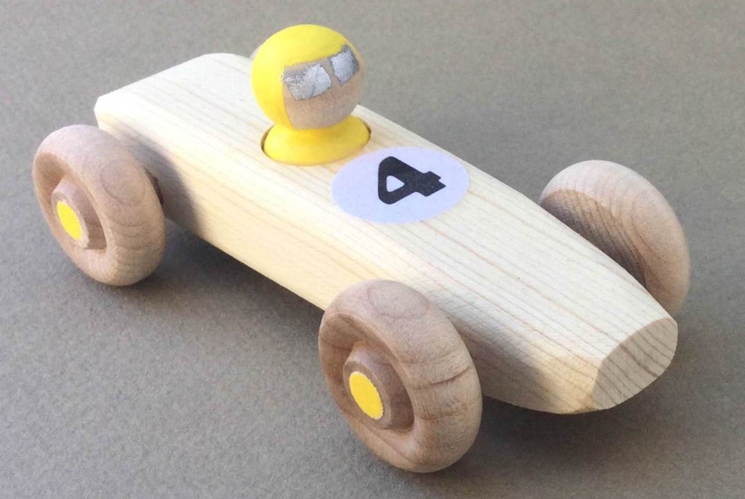 Yellow RAINBOW RACER, #4. Wooden Toy Race Car. - Etsy