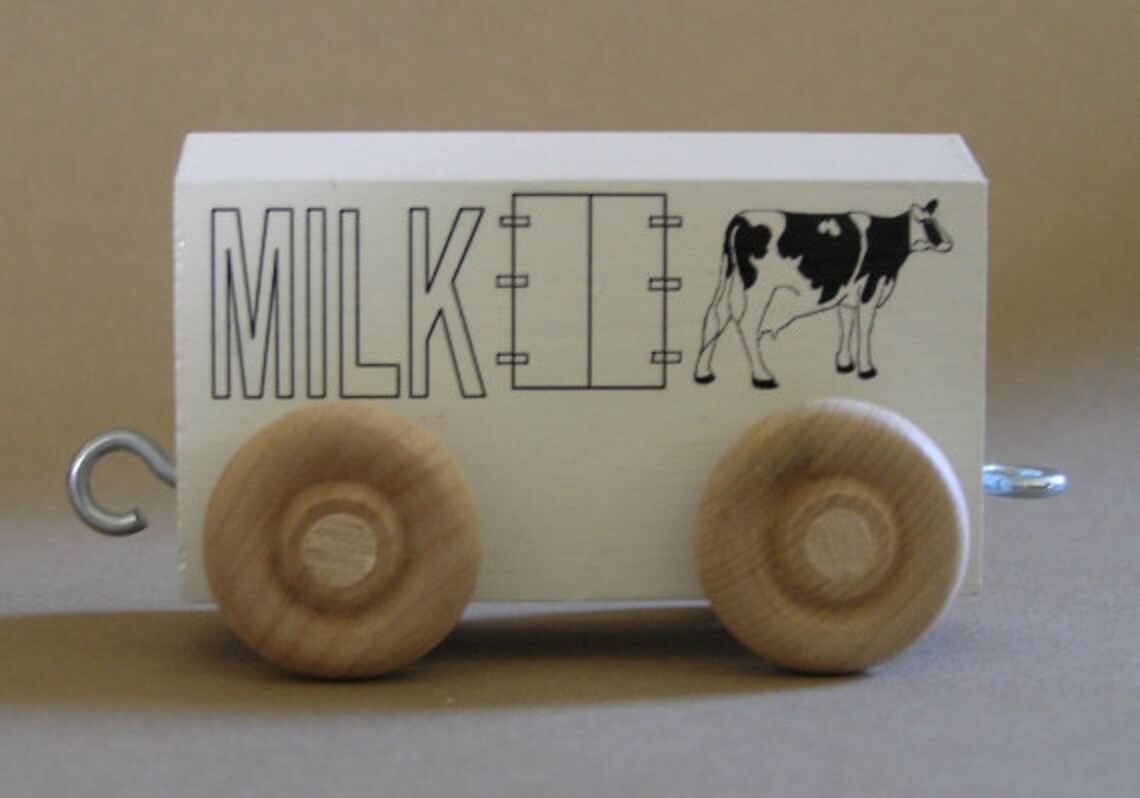 Wooden Toy Train Milk Car - Etsy