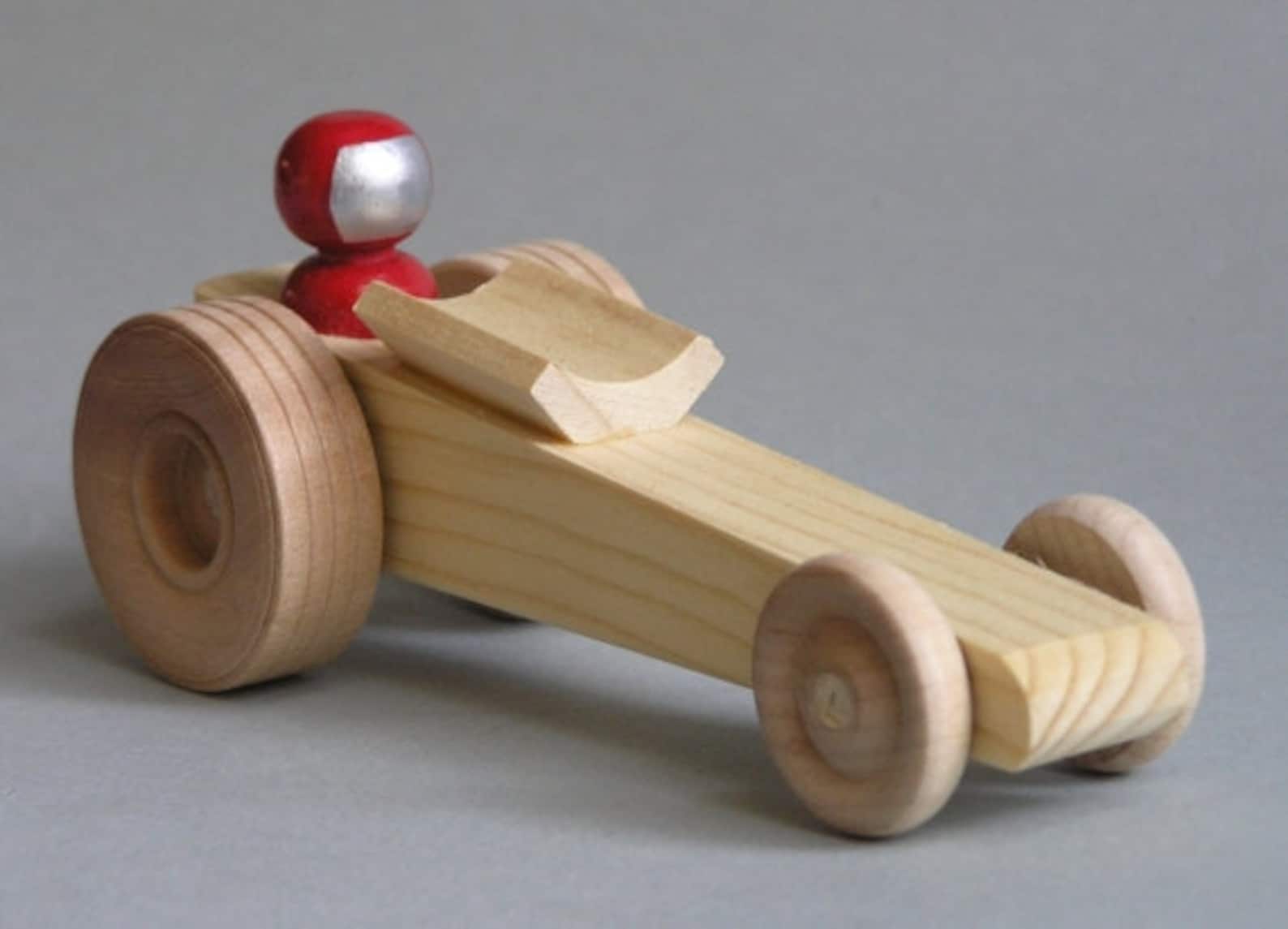Wooden Toy Drag Racer Red Driver | Etsy