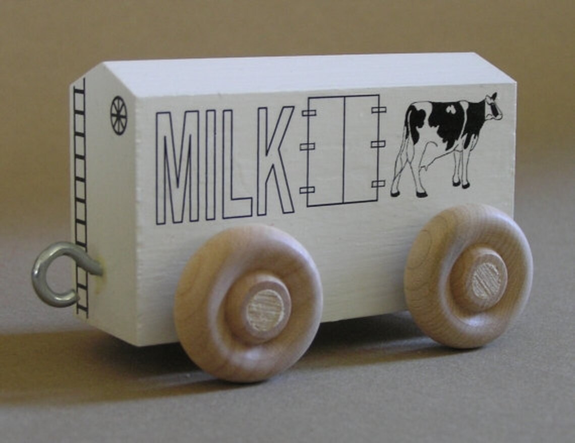 Wooden Toy Train Milk Car - Etsy