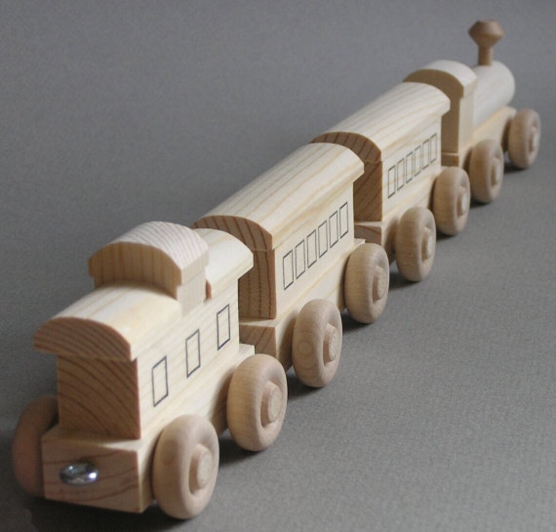 Wood Train. Wood Passenger Train. A Handmade Toy. A Natural - Etsy