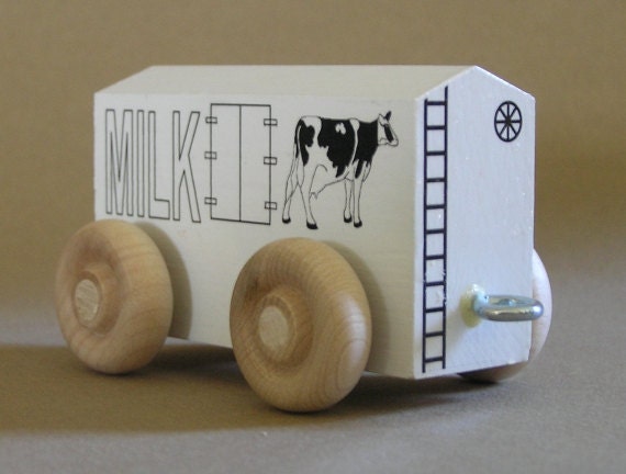 Wooden Toy Train Milk Car - Etsy