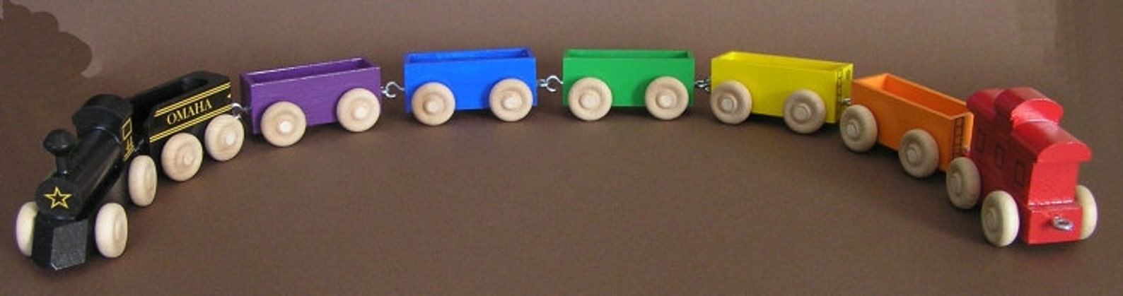 Wooden Toy Rainbow Train With Black Locomotive. - Etsy
