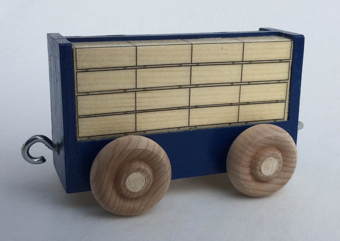 Blue Lumber Car for Wooden Toy Trains. - Etsy