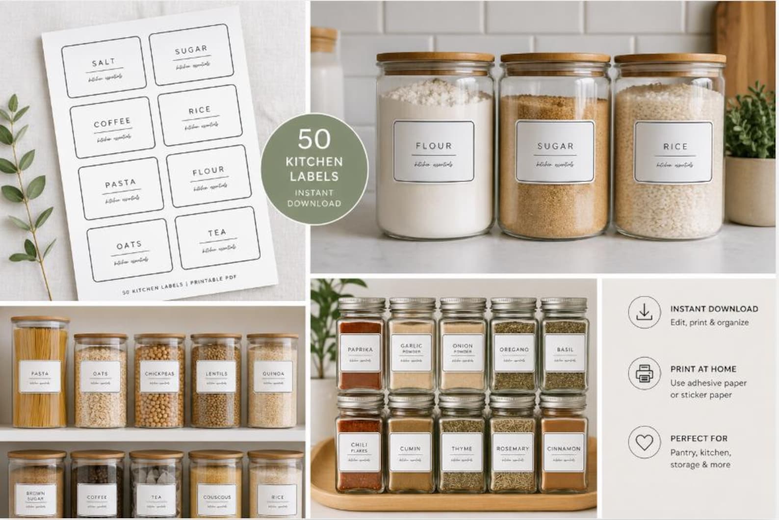 Minimalist Pantry Labels – 50 Modern Kitchen Organization Stickers ...