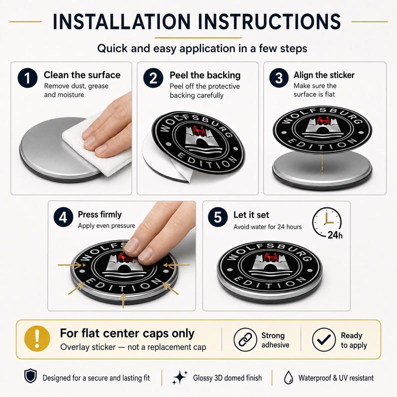 Wolfsburg Wheel Cap Stickers Set of 4 – 3D Domed Resin Overlays - Etsy ...