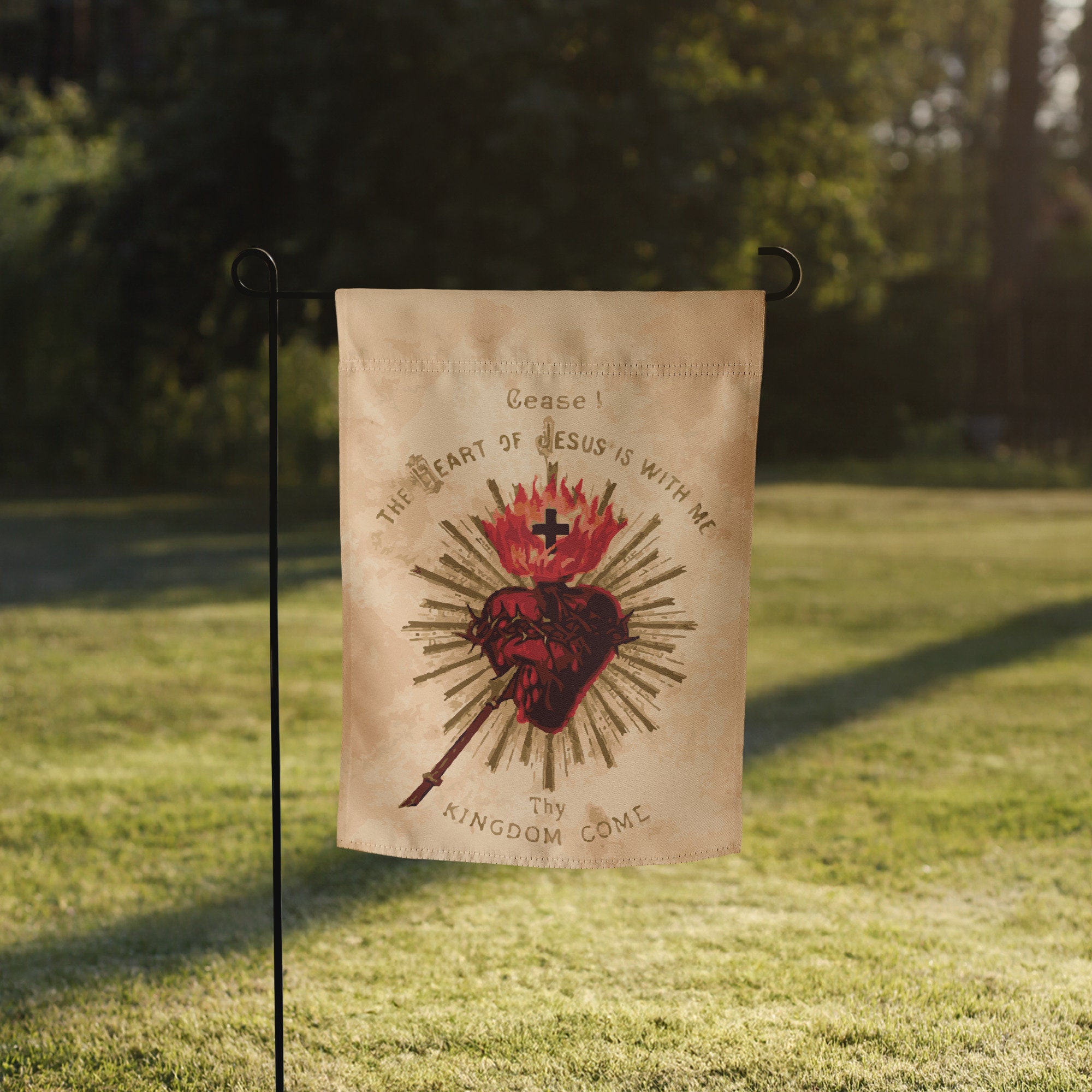 Sacred Heart of Jesus Garden Flag | Vintage Catholic Yard Decor | Faith ...