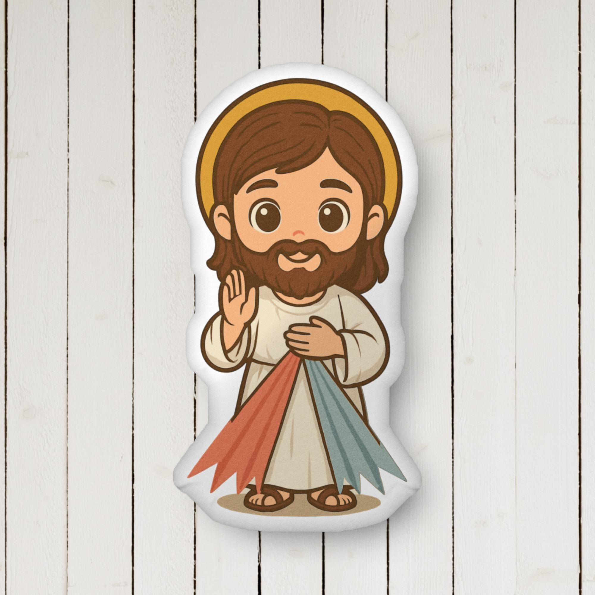 Divine Mercy Jesus Pillow | Custom-shaped Catholic Plush | Cute Chibi ...
