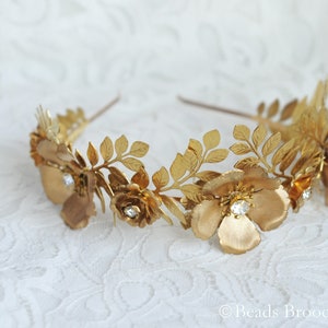 Gold Wedding Tiara | Gold Leaf Tiara | Gold Bridal Tiara | Wedding ...