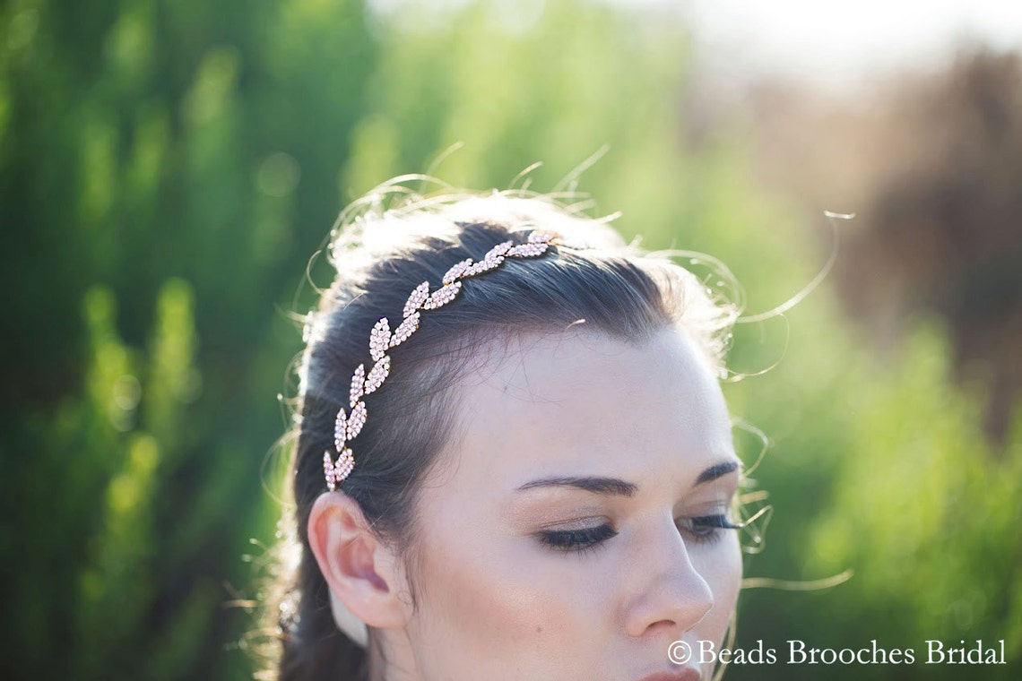 Rose Gold Headband,rose Gold Leaf Headband,grecian Headpiece,rose Gold ...