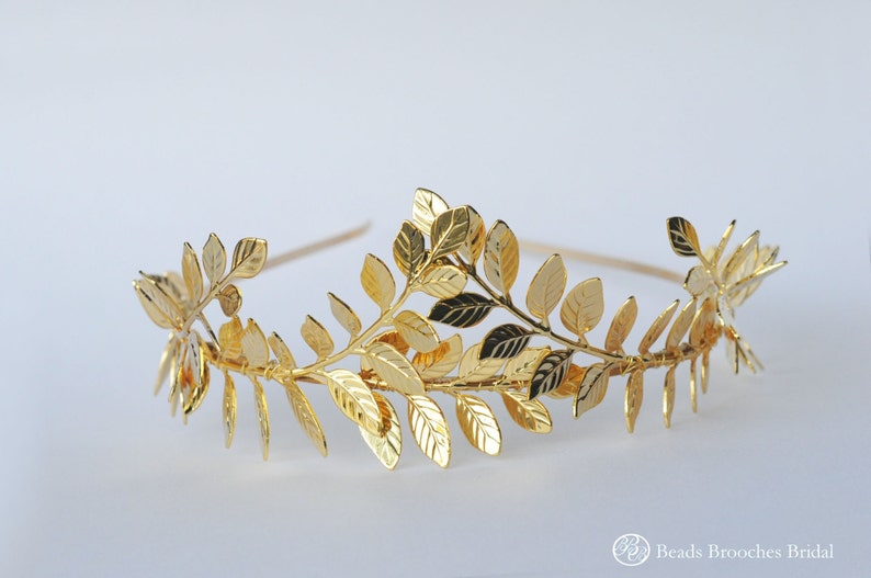 Gold Leaf Tiara Gold Plated Leaves Headbadn Grecian Laurel - Etsy