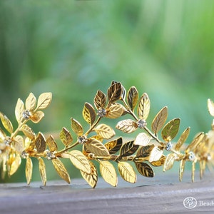 Gold Leaf Tiara, Gold Plated Leaves Headbadn, Grecian Laurel Headband ...