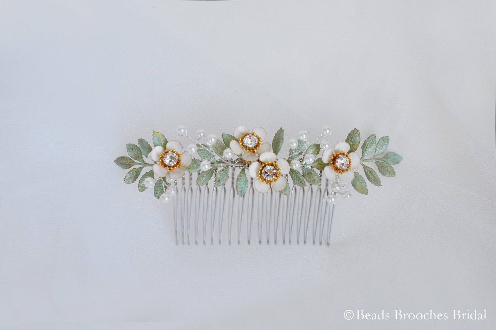 Leaf and Flower Hair Comb Hand Painted Bridal Hair Comb | Etsy