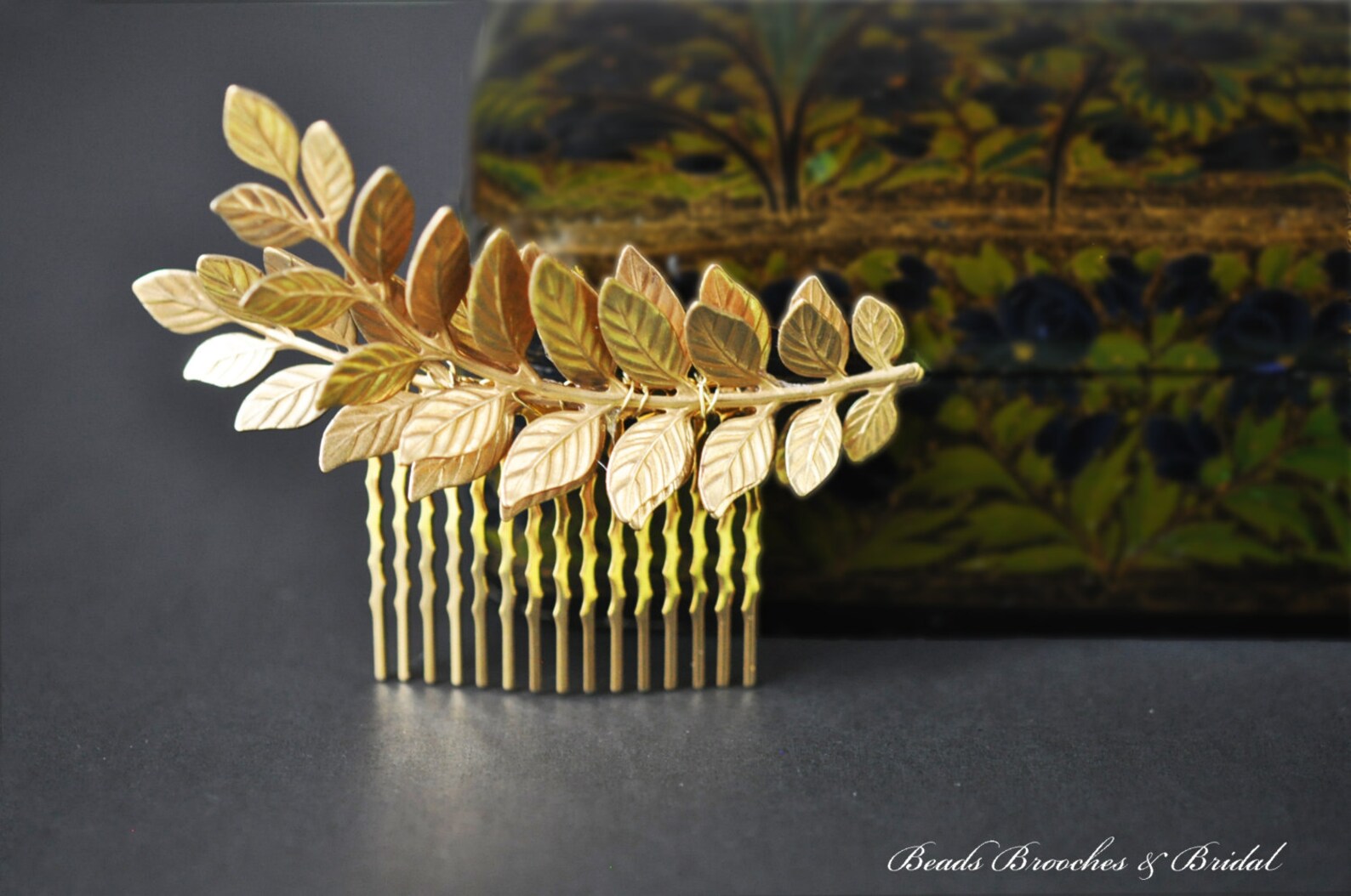 Gold Leaf Hair Comb,wedding Hair Comb,bridal Hair Comb,grecian Hair ...