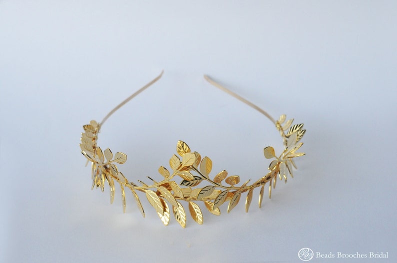 Gold Leaf Tiara Gold Plated Leaves Headbadn Grecian Laurel - Etsy