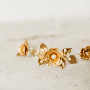 Gold Flower Leaf Tiara, Gold Flower Crown, Gold Leaf Crown, Gold Flower ...