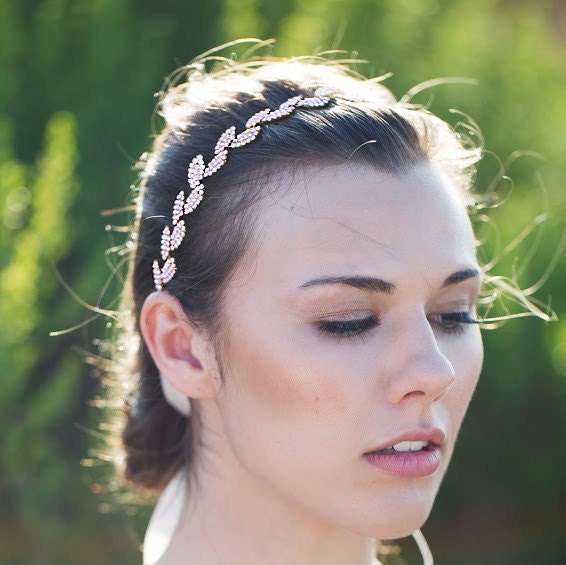 Rose Gold Headband,rose Gold Leaf Headband,grecian Headpiece,rose Gold ...