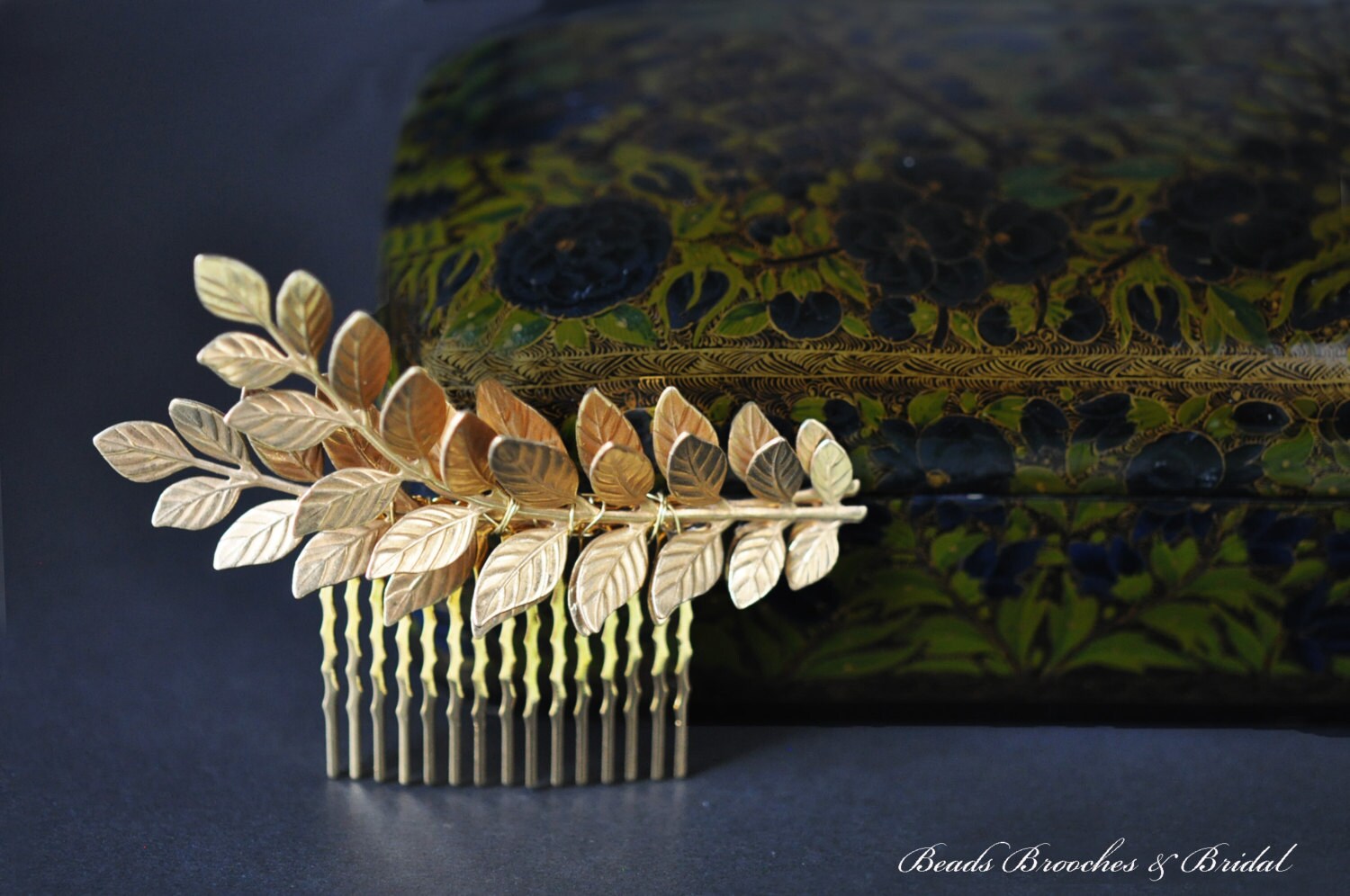 Gold Leaf Hair Comb,wedding Hair Comb,bridal Hair Comb,grecian Hair ...