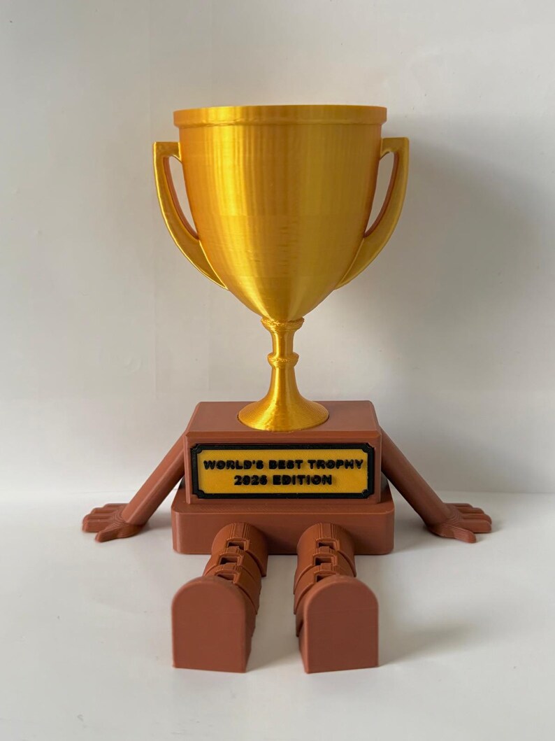 3D Printed Articulated Trophy | Customizable Nameplate Desk Toy, Award ...