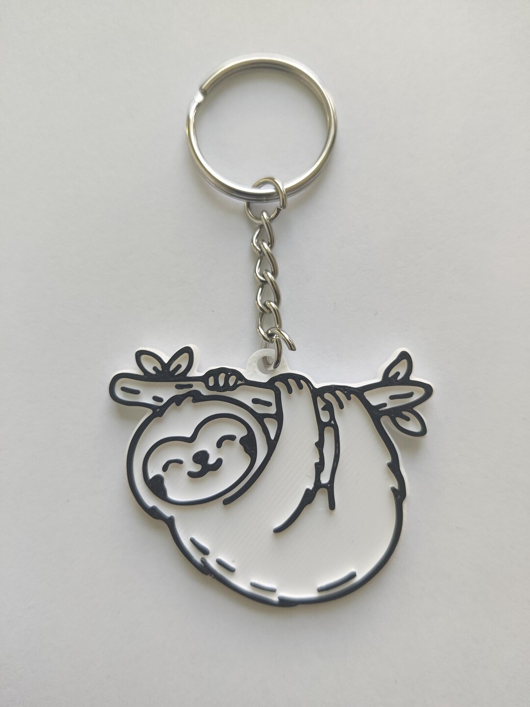 3D Printed Sloth Keychain, Black and White Animal Bag Charm, PLA ...