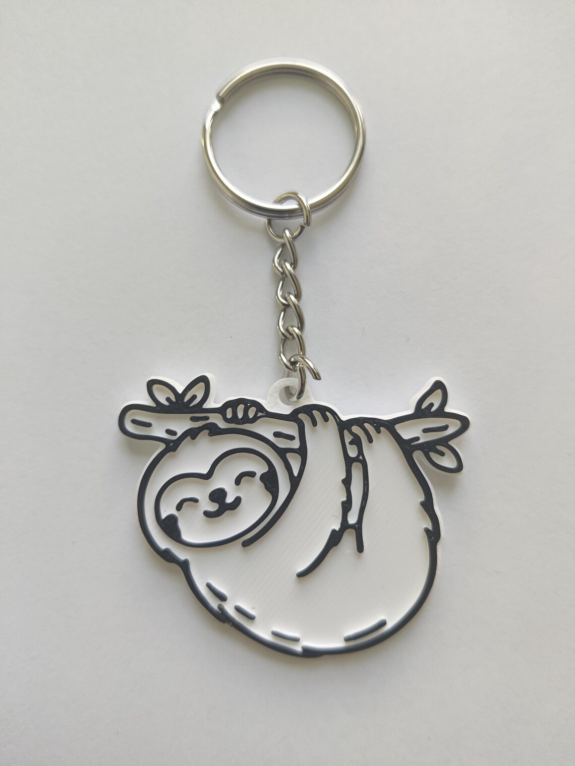 3D Printed Sloth Keychain, Black and White Animal Bag Charm, PLA ...