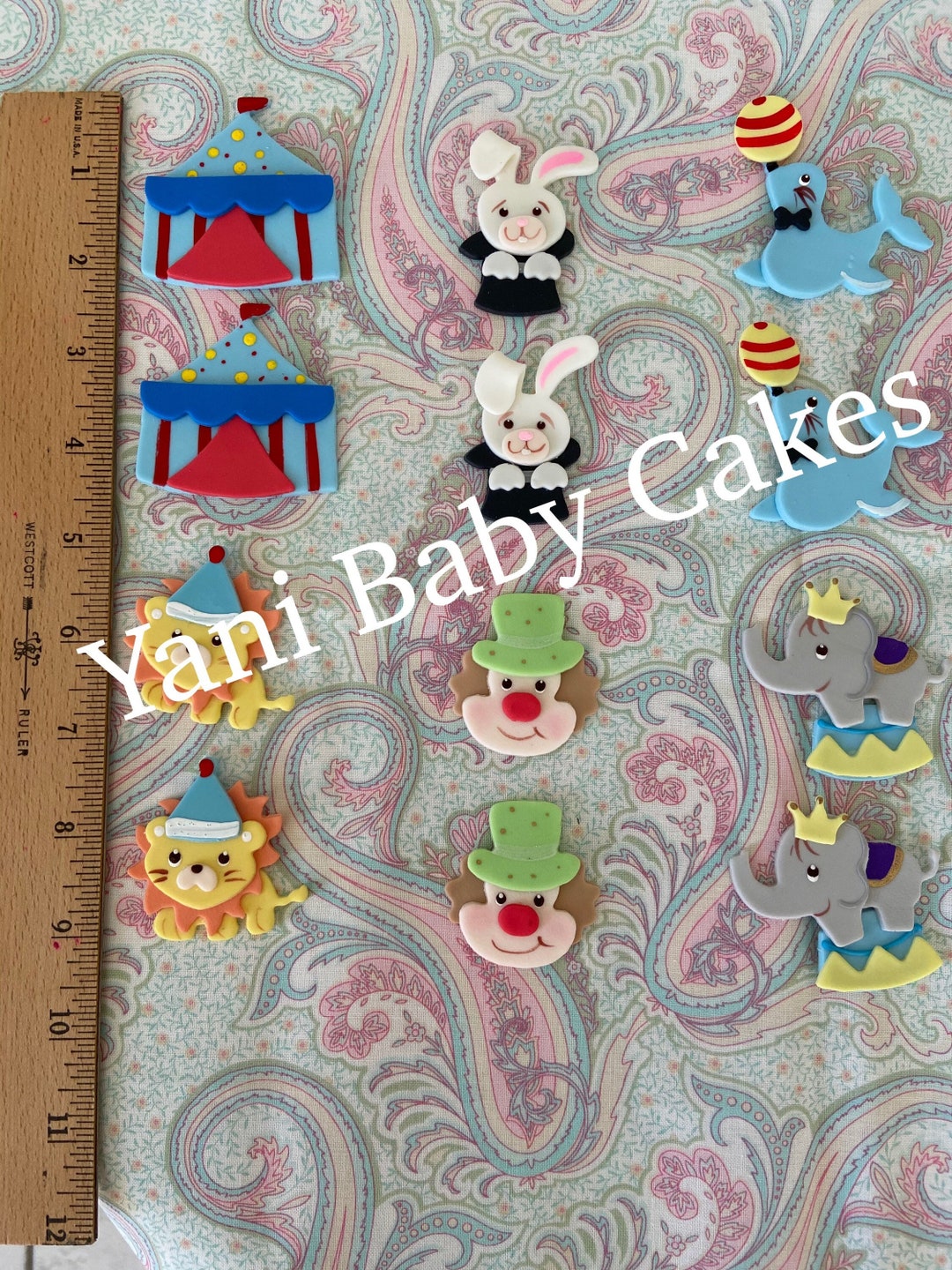 Cold Porcelain Circus Set/ Handmade/ Birthday Party / Baby Shower ...