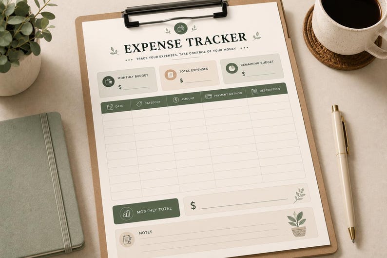 Expense Tracker Printable PDF | Monthly Budget Planner (instant ...
