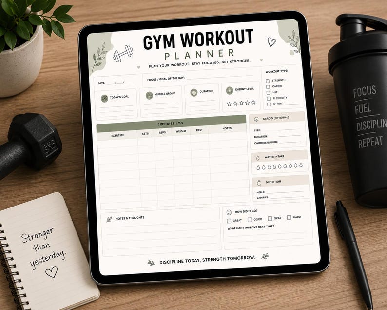 Gym Workout Planner Printable PDF | Fitness Tracker | Workout Log ...