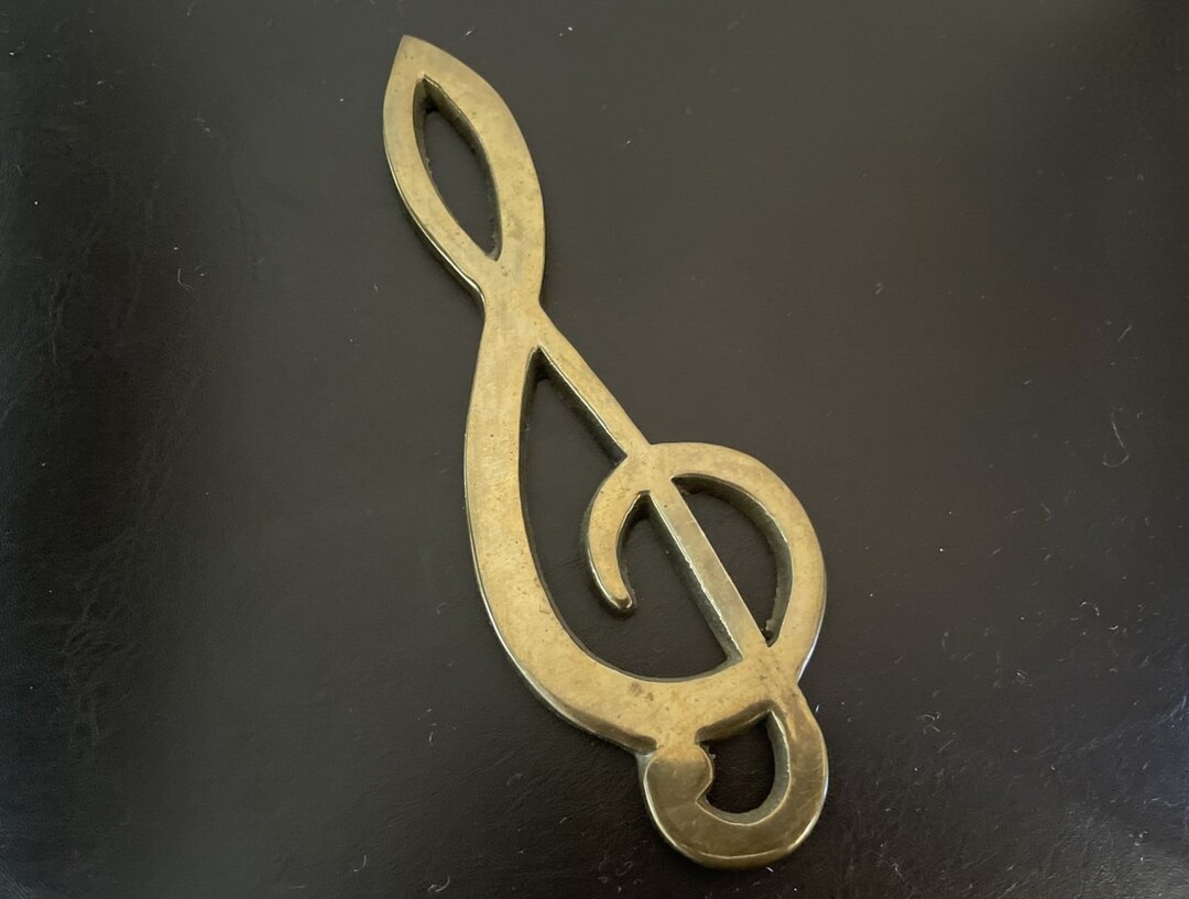 Vintage Treble Clef Brass Musical Paperweight Wall Hanging 6.5" Figure ...