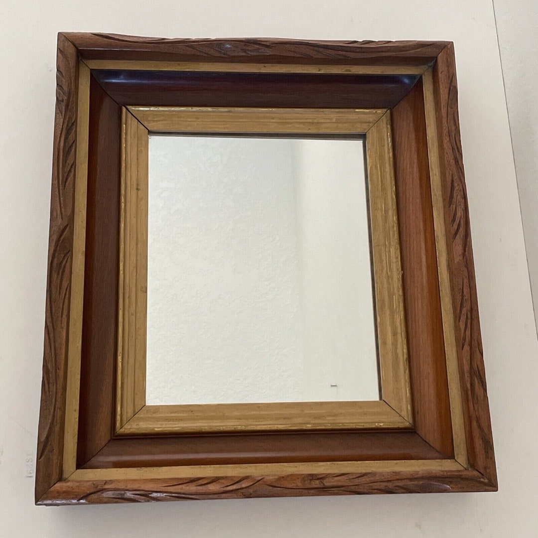 Antique Framed Vintage Wood Wall Mirror 14x15.5" Rectangle Medium Size ...